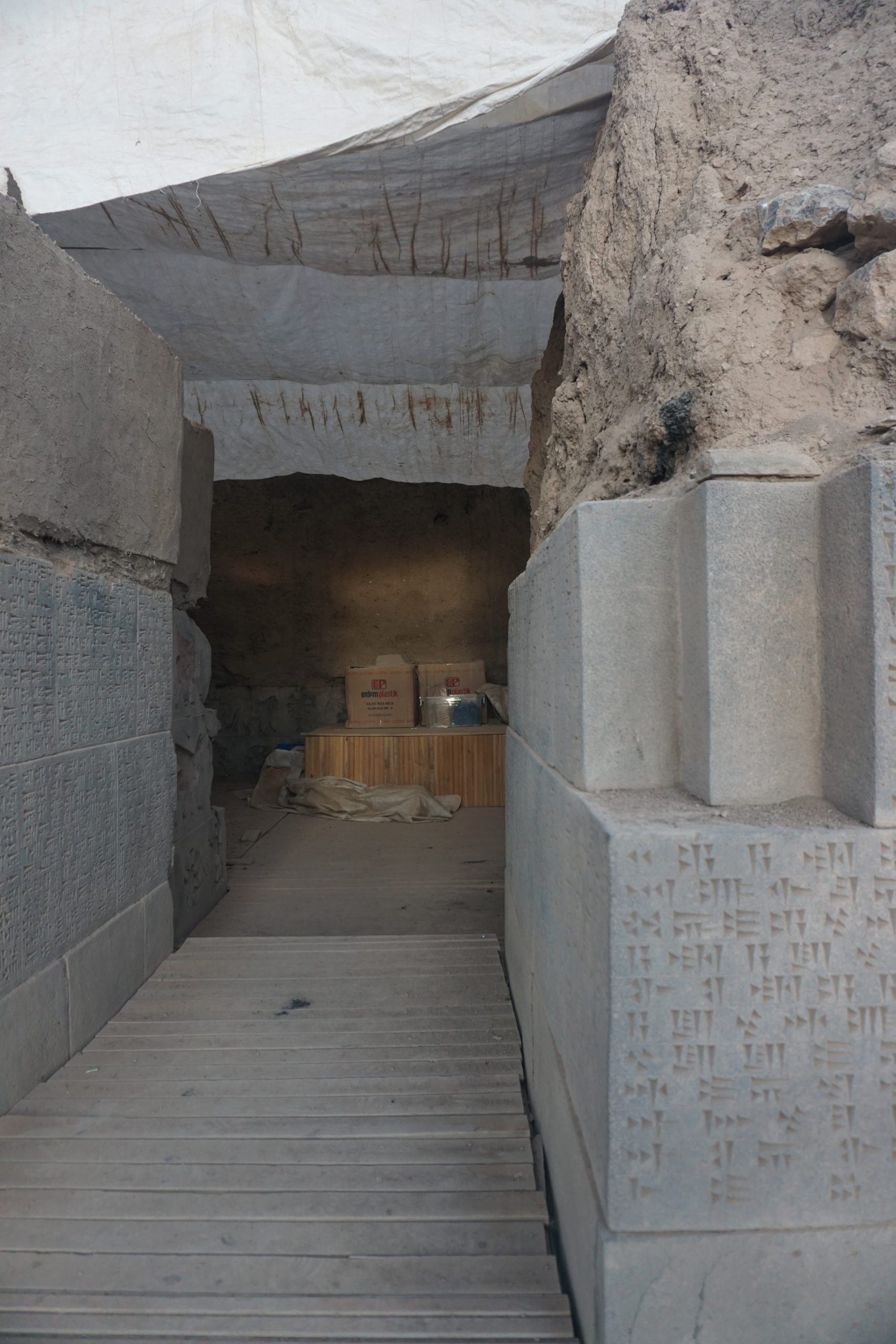Entrance of Urartu castle _cuneiform script, shore of Lake Van, October ...