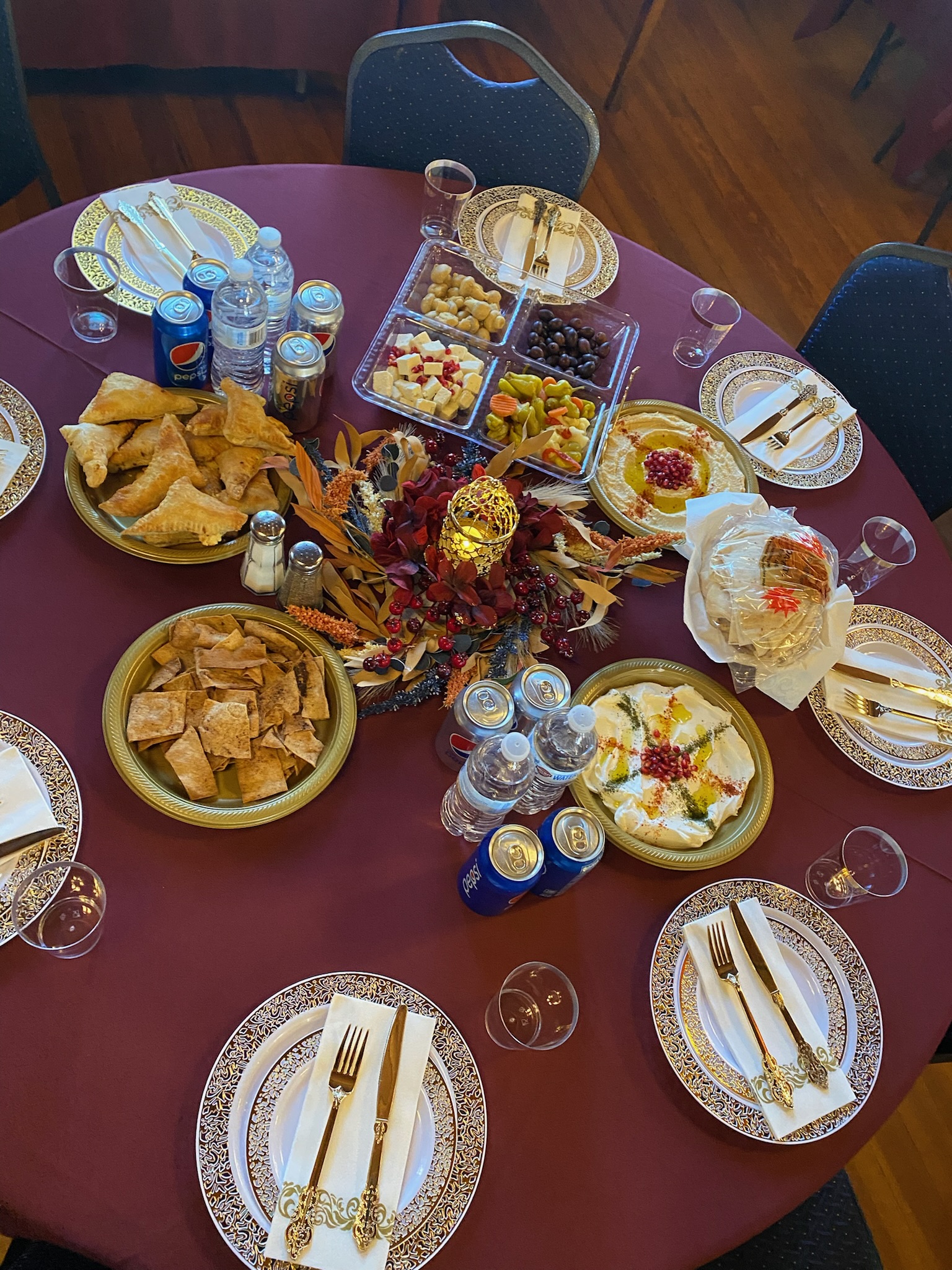 Mezza and the lovely table settings for the evening - The Armenian Weekly