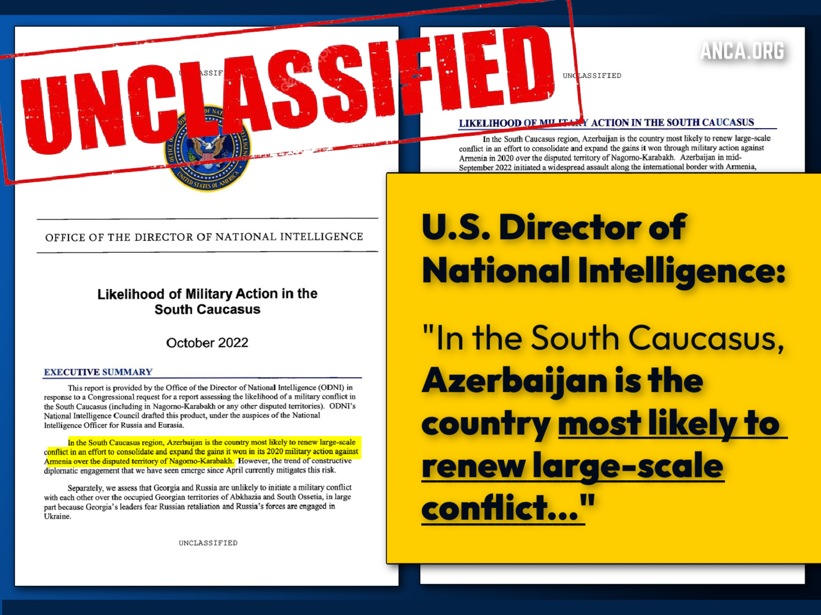 US intelligence community confirms Azerbaijan as South Caucasus aggressor