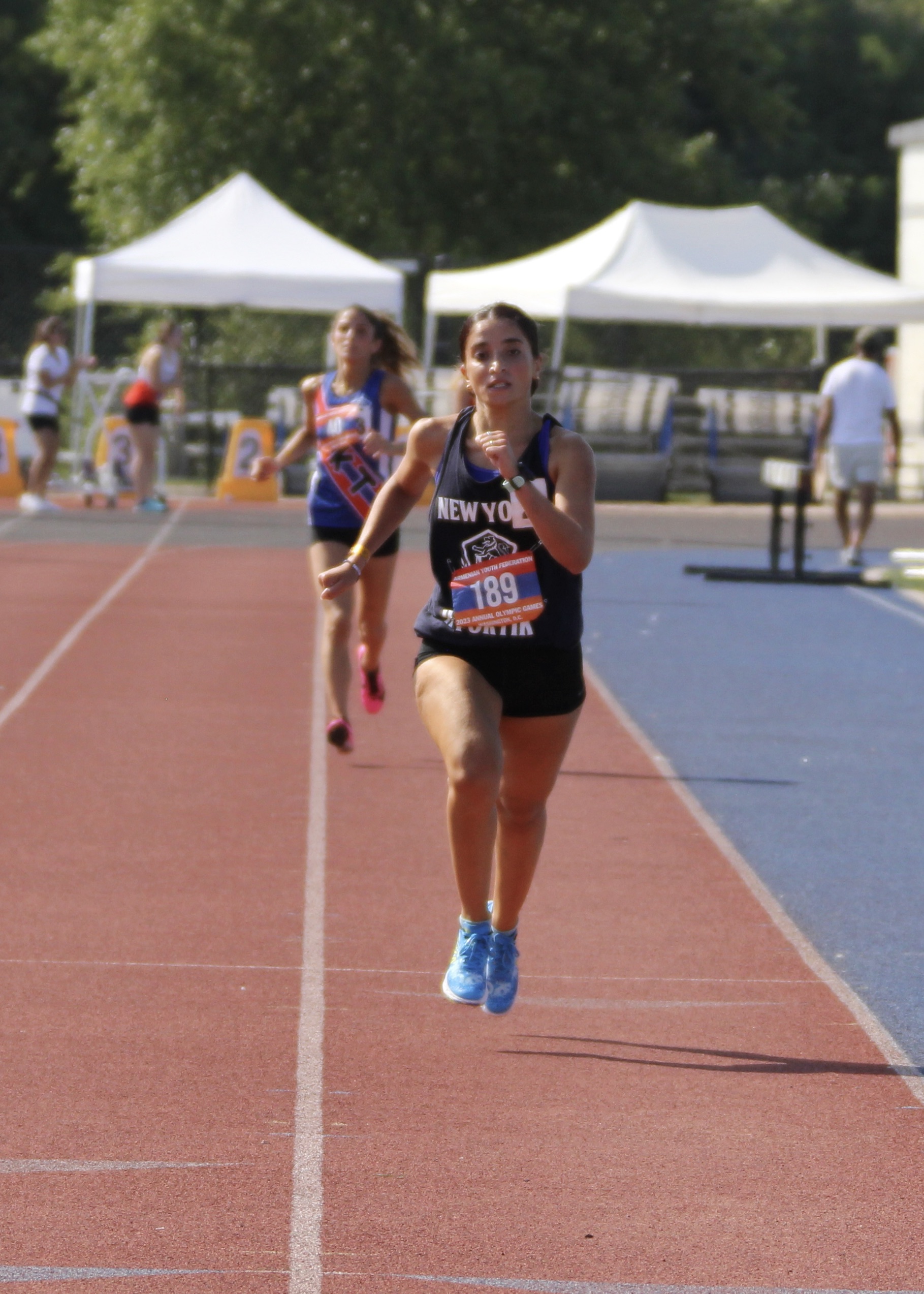 Lilit Kevorkian (New York) comes to the finish line in the 800 meters ...