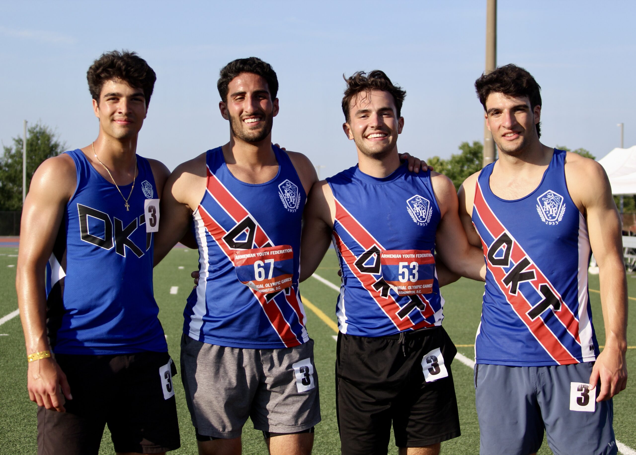 The winning Detroit 4x400 relay (L-R) Garen Vartanian, Mher Tcholakian ...