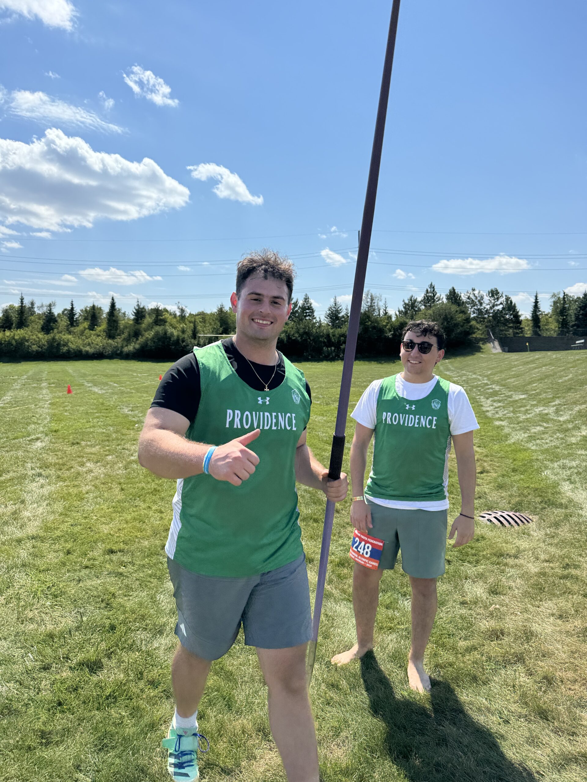 Javelin Winner - Zach Semerjian (Providence) - Gets Ready for Another Throw While Harry Kojoian ...