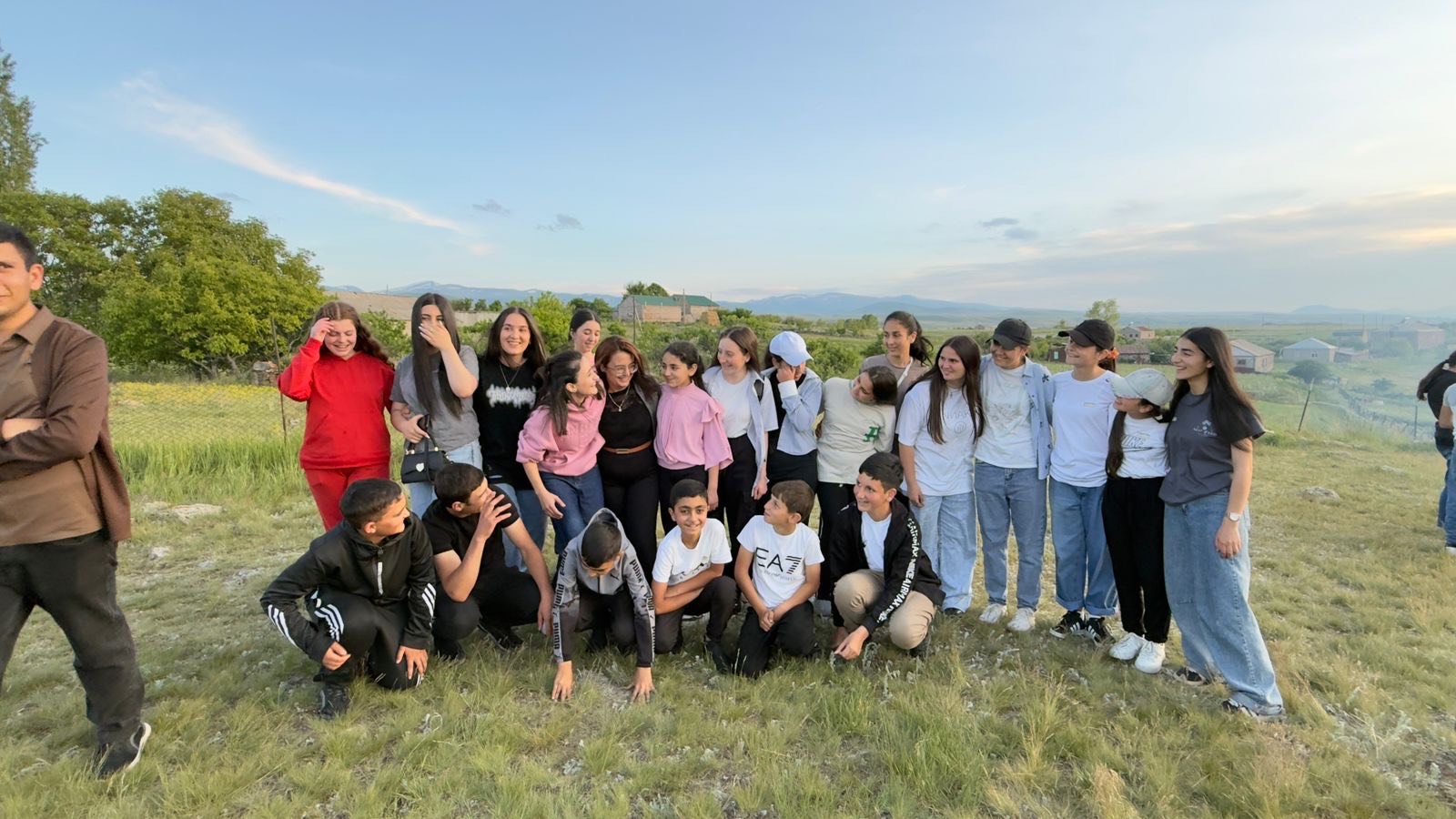 Ani Arakelyan posing with youth - The Armenian Weekly